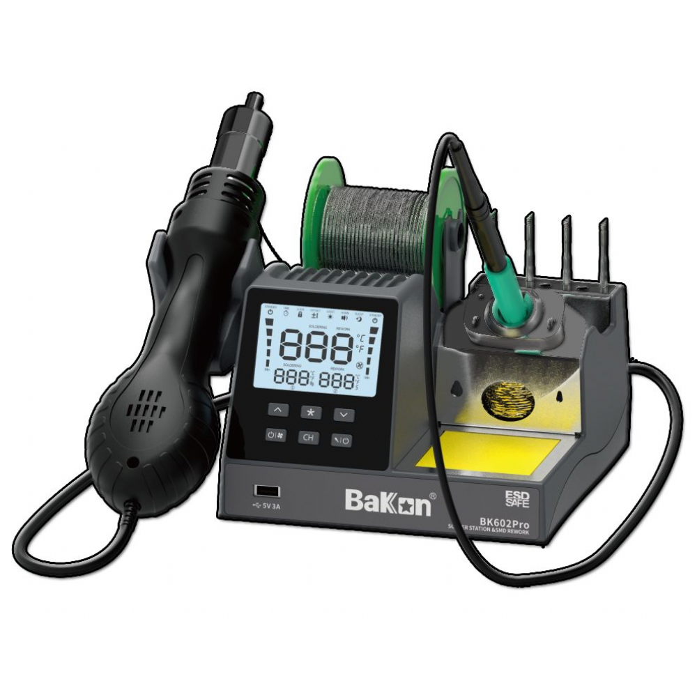 Bakon BK602 Pro Intelligent 2 in 1 Havya İstasyonu - sanayipazari.com